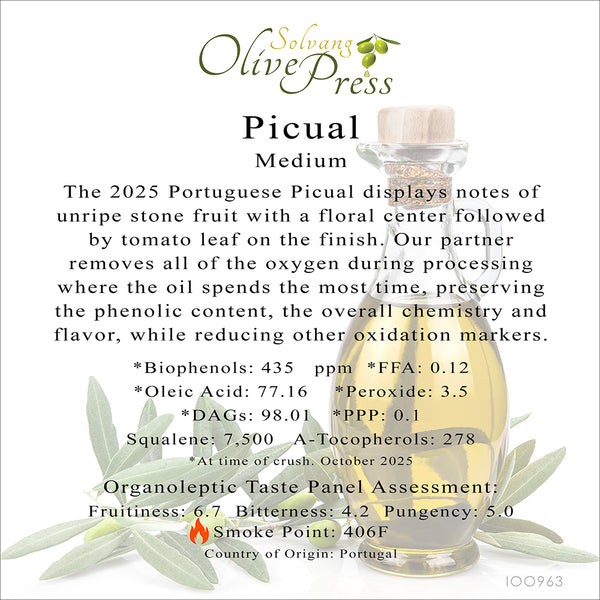 Picual Premium Extra Virgin Olive Oil, Medium-Robust Intensity 435ppm ...